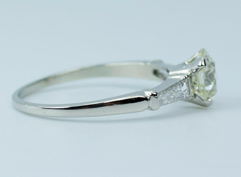 Vintage 10% Irid 90% Plat European Cut Diamond with Baguette 3-Stone Ring at 1stDibs | 10% irid ...