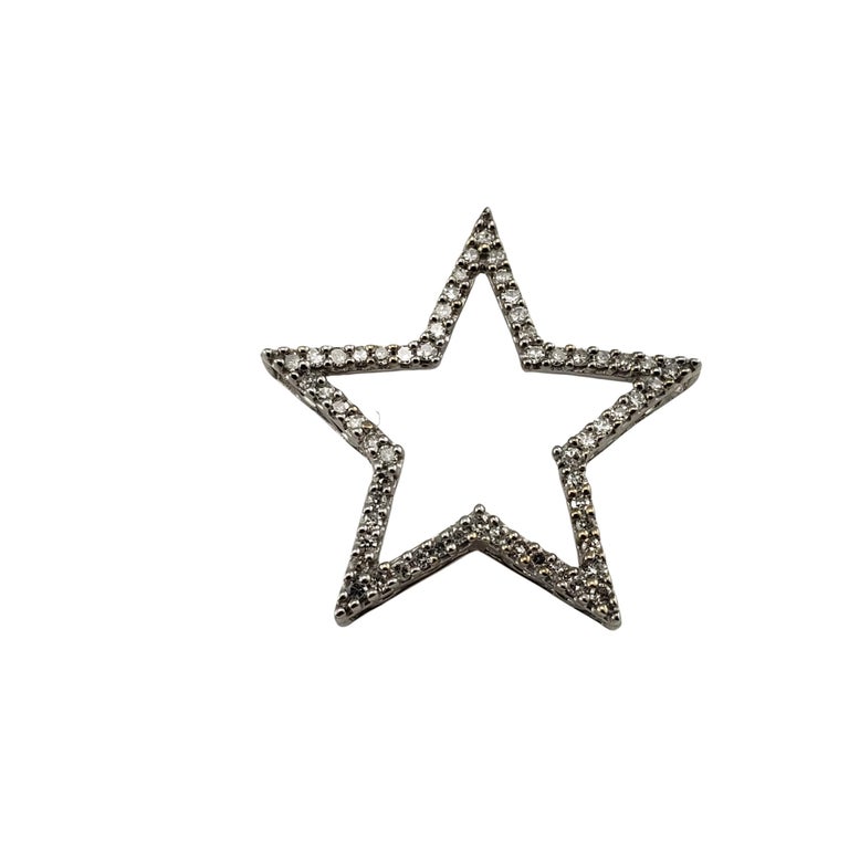 Vintage 10 Karat White Gold and Diamond Star Pendant For Sale at 1stDibs