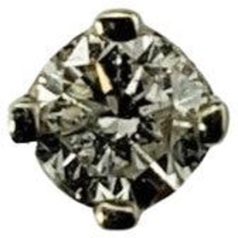Vintage 10 Karat White Gold Single Diamond Stud Earring For Sale at 1stDibs