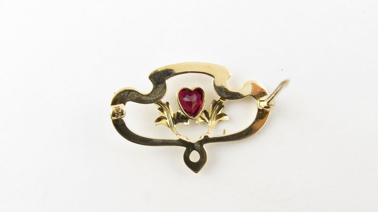 Vintage 10 Karat Yellow Gold and Synthetic Ruby Brooch or Pin #4353 at ...