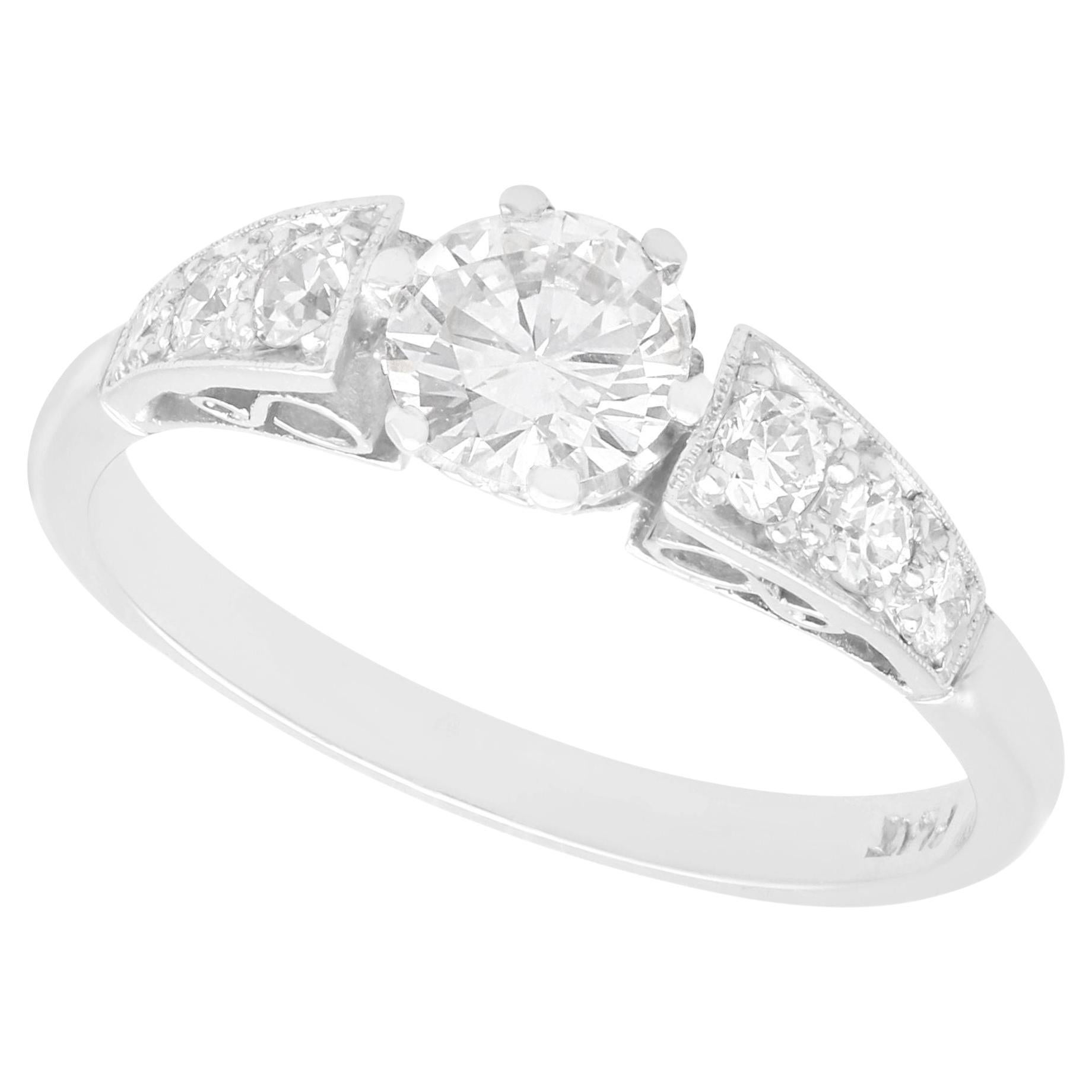 Vintage 2 Carat Diamond and Platinum Solitaire with Diamond Shoulders ...