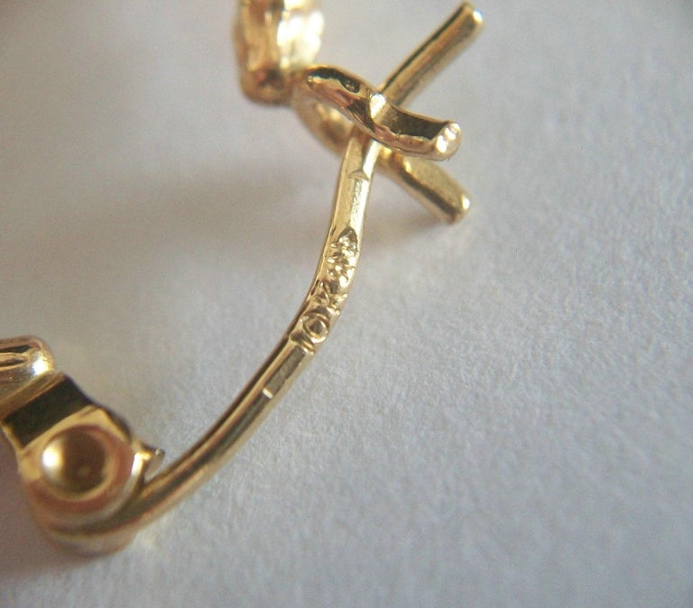 Vintage 10k Gold Faux Bamboo Hoop Earrings, Signed, U.S.A., circa 1980s ...