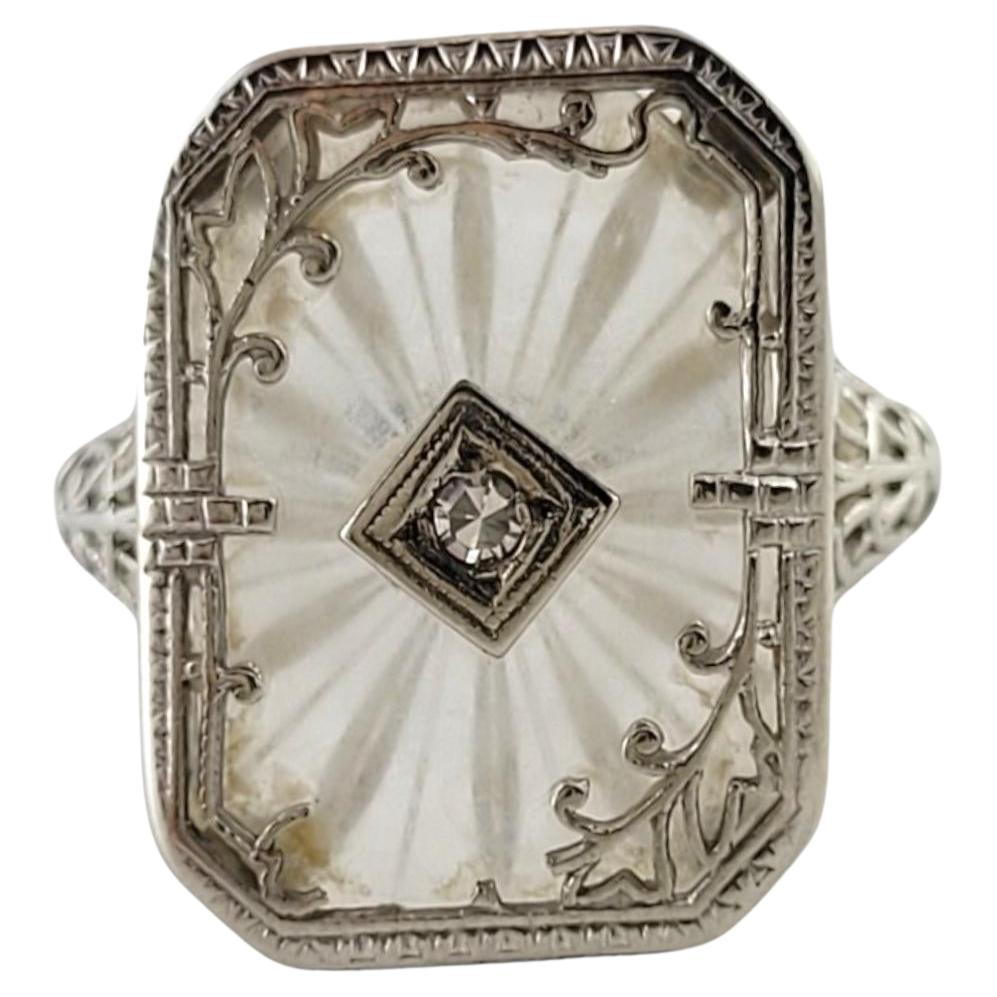 Vintage 10K White Gold Camphor Glass Diamond Ring Size 7 #18157 For ...