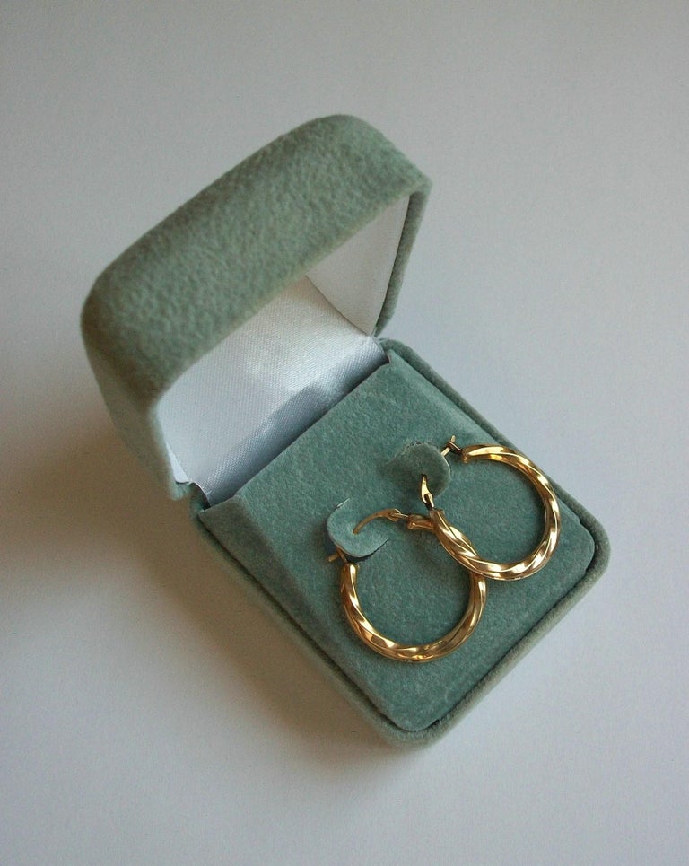 Vintage 10k Yellow Gold Twisted Hoop Earrings, Signed, U.S.A., circa ...