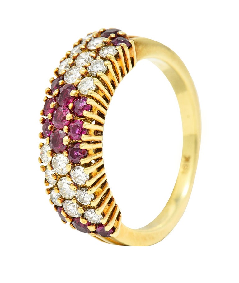 Vintage 1.25 Carats Ruby Diamond 18 Karat Yellow Gold Dinner Ring For ...