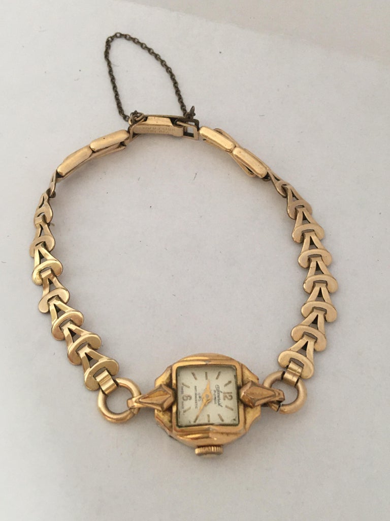 Vintage 12K Rolled Gold / Stainless Steel Back Accurist Ladies ...