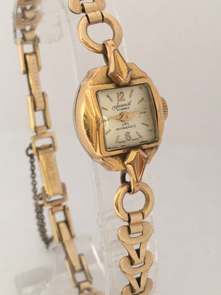 Vintage 12K Rolled Gold / Stainless Steel Back Accurist Ladies ...