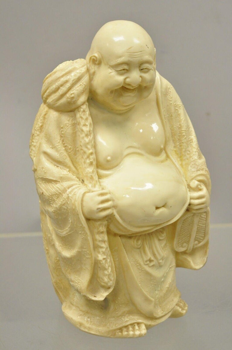 Vintage Resin Laughing Buddah Statue Sculpture Figure For Sale at 1stDibs