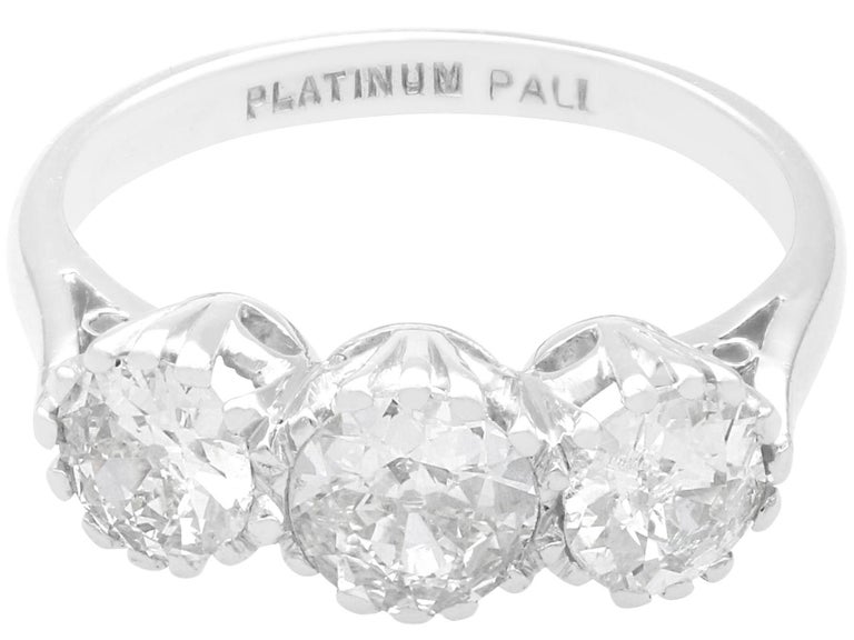 Vintage 1.32ct Diamond and Palladium Trilogy Ring, Circa 1950 For Sale ...
