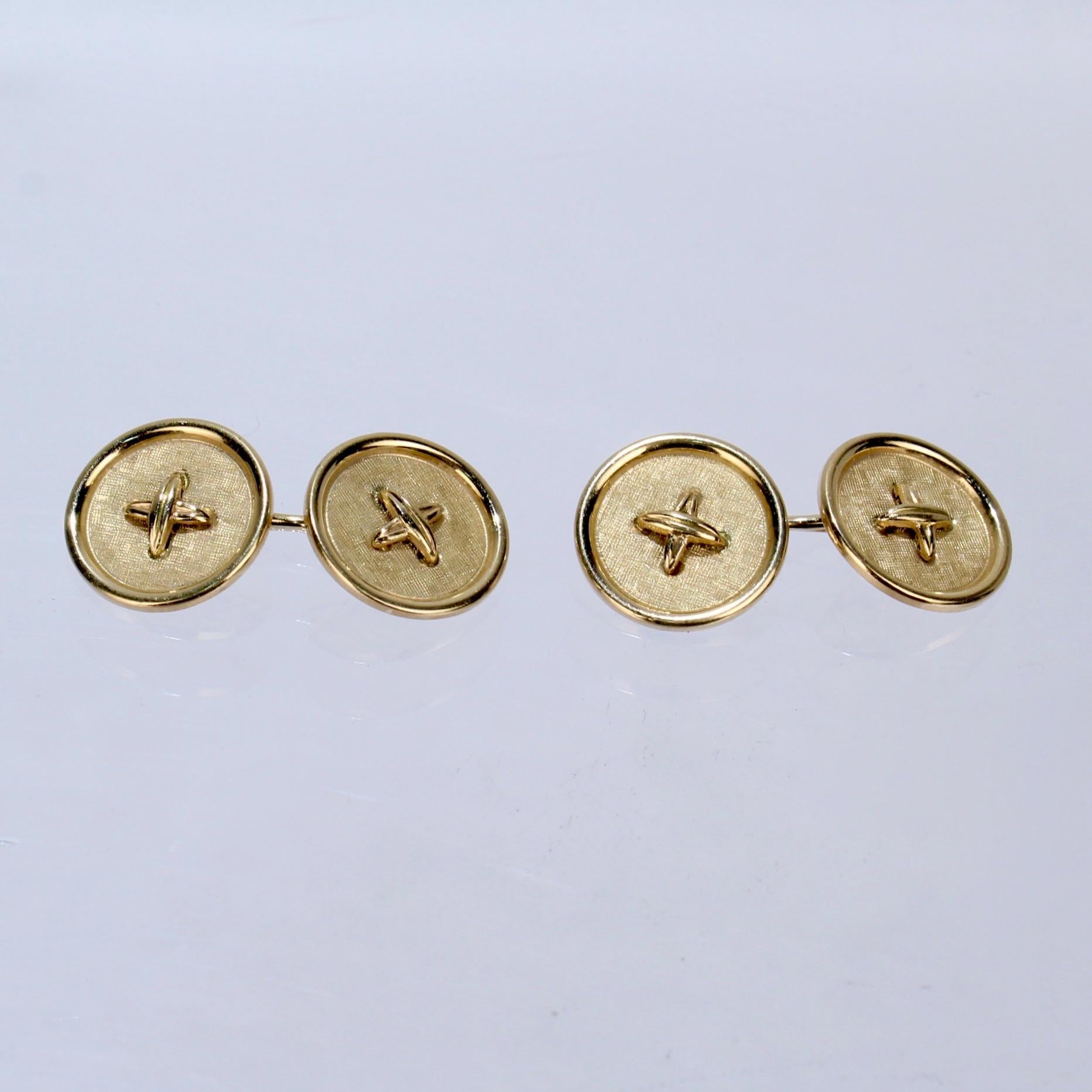 Vintage 14 Karat Gold Button Form Cufflinks For Sale at 1stDibs | 14k ...