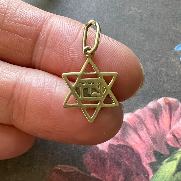 Vintage 14 Karat Gold Jewish Star of David Zion Charm Pendant For Sale ...
