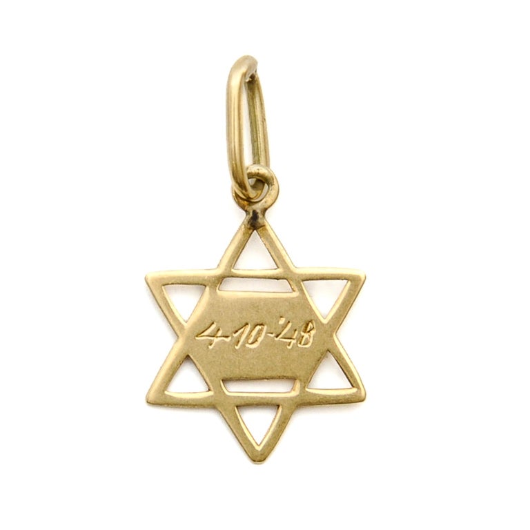 Vintage 14 Karat Gold Jewish Star of David Zion Charm Pendant For Sale ...