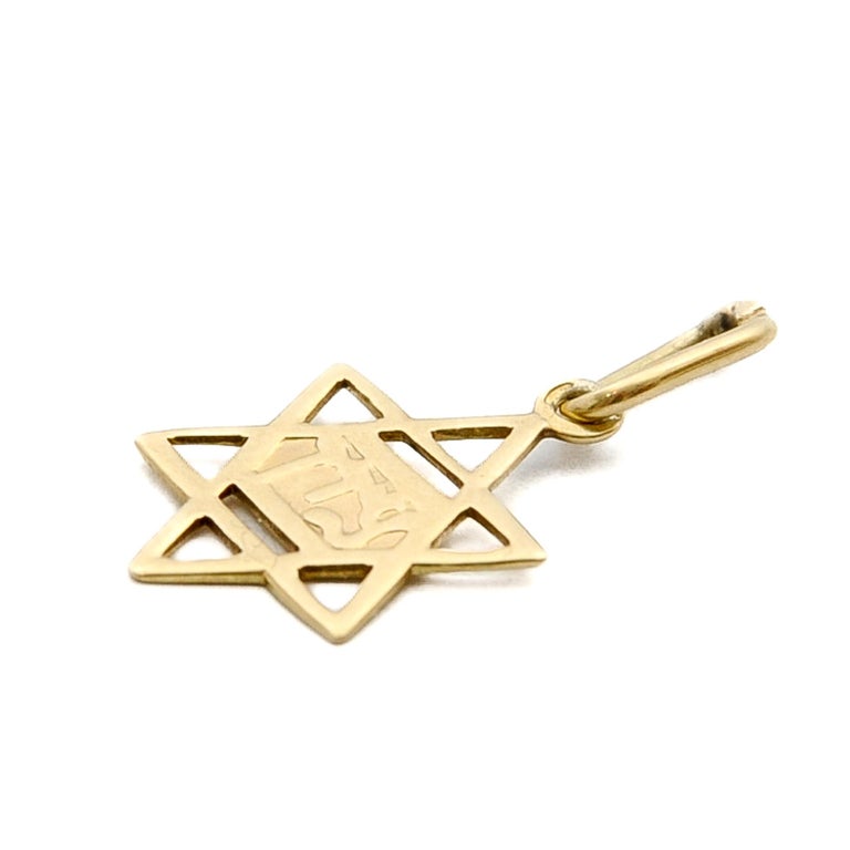 Vintage 14 Karat Gold Jewish Star of David Zion Charm Pendant For Sale ...