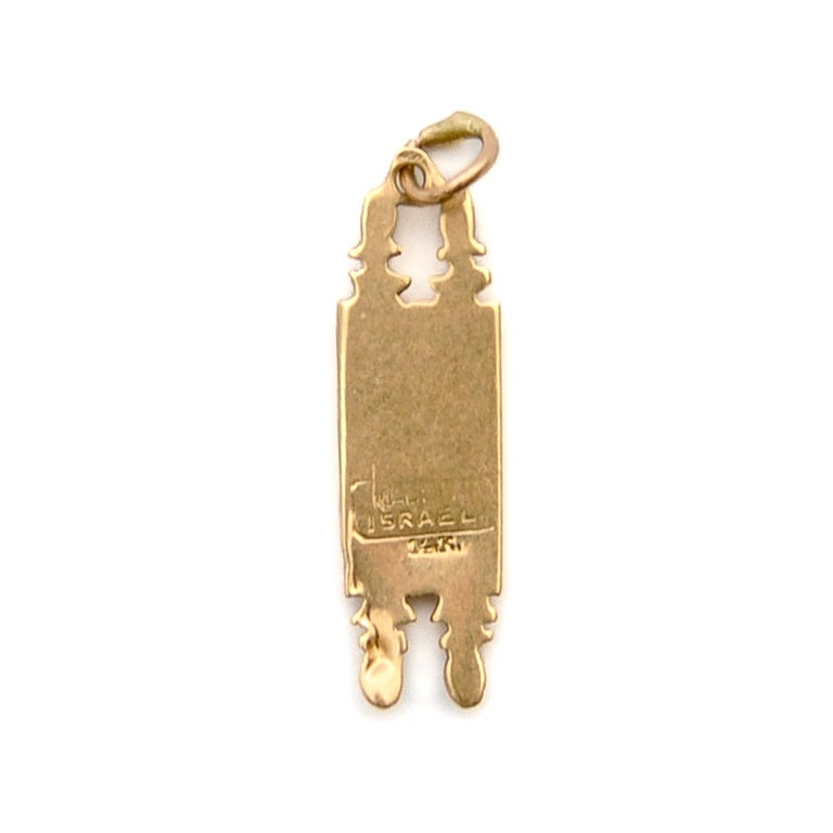 Vintage 14 Karat Gold Jewish Torah Charm Pendant For Sale at 1stDibs