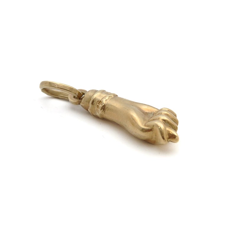 Vintage 14 Karat Gold Mano Figa Charm Pendant For Sale at 1stDibs
