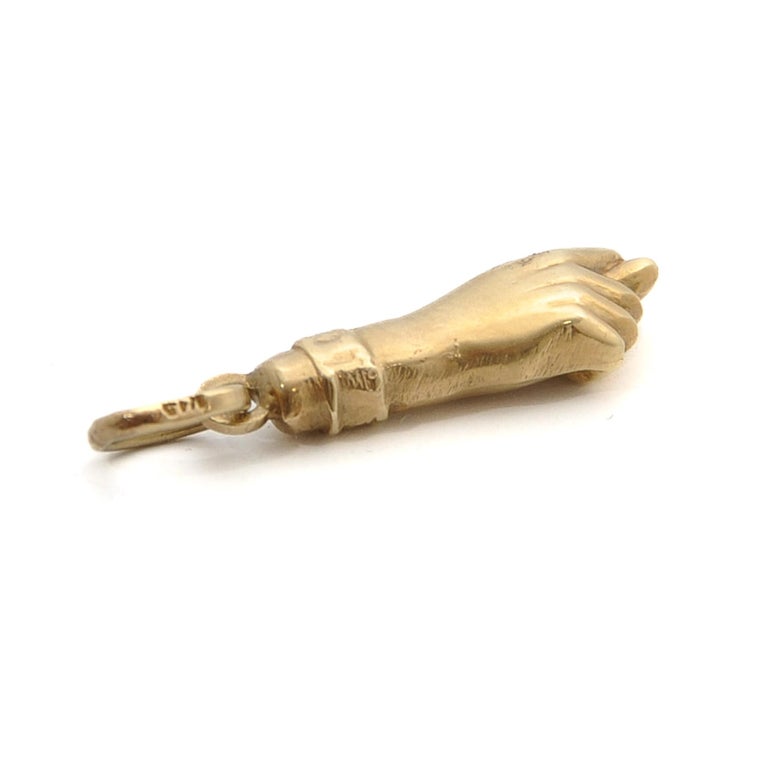 Mano Figa 14 Karat Gold Hand Charm Pendant For Sale at 1stDibs