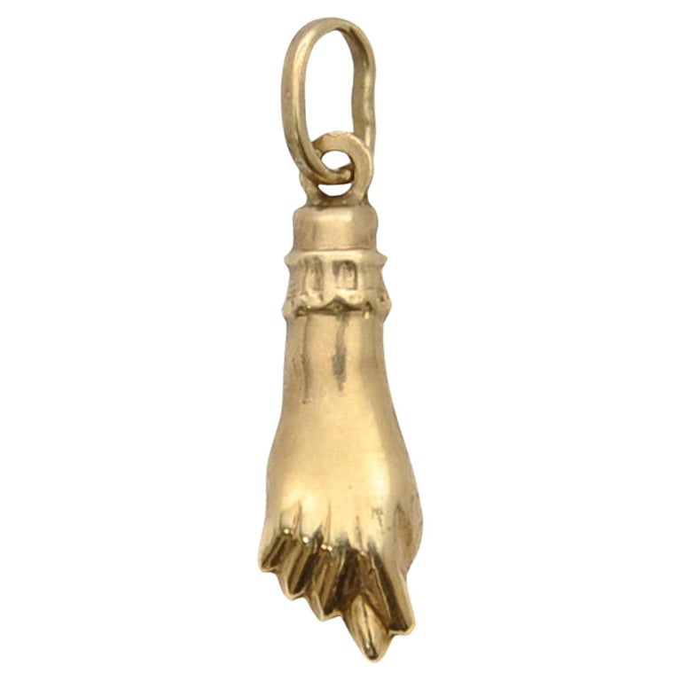 Vintage 14 Karat Gold Mano Figa Charm Pendant For Sale at 1stDibs