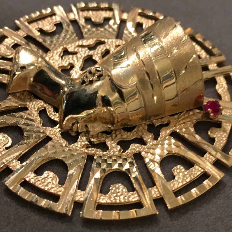 Vintage 14 Karat Gold Nefertiti Egypt Pendant Large at 1stDibs ...