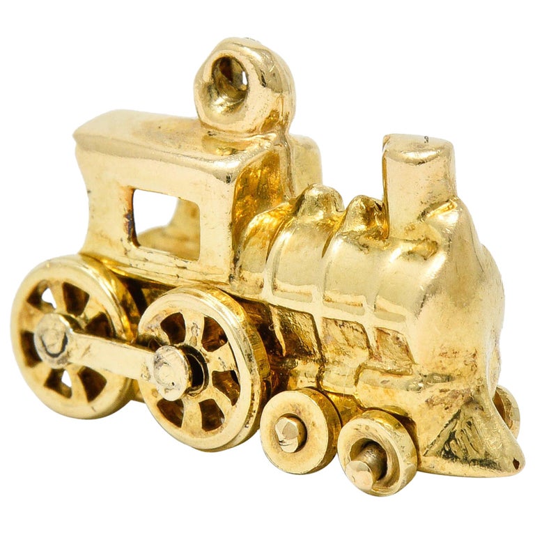 Vintage 14 Karat Gold Steam Engine Train Charm at 1stDibs