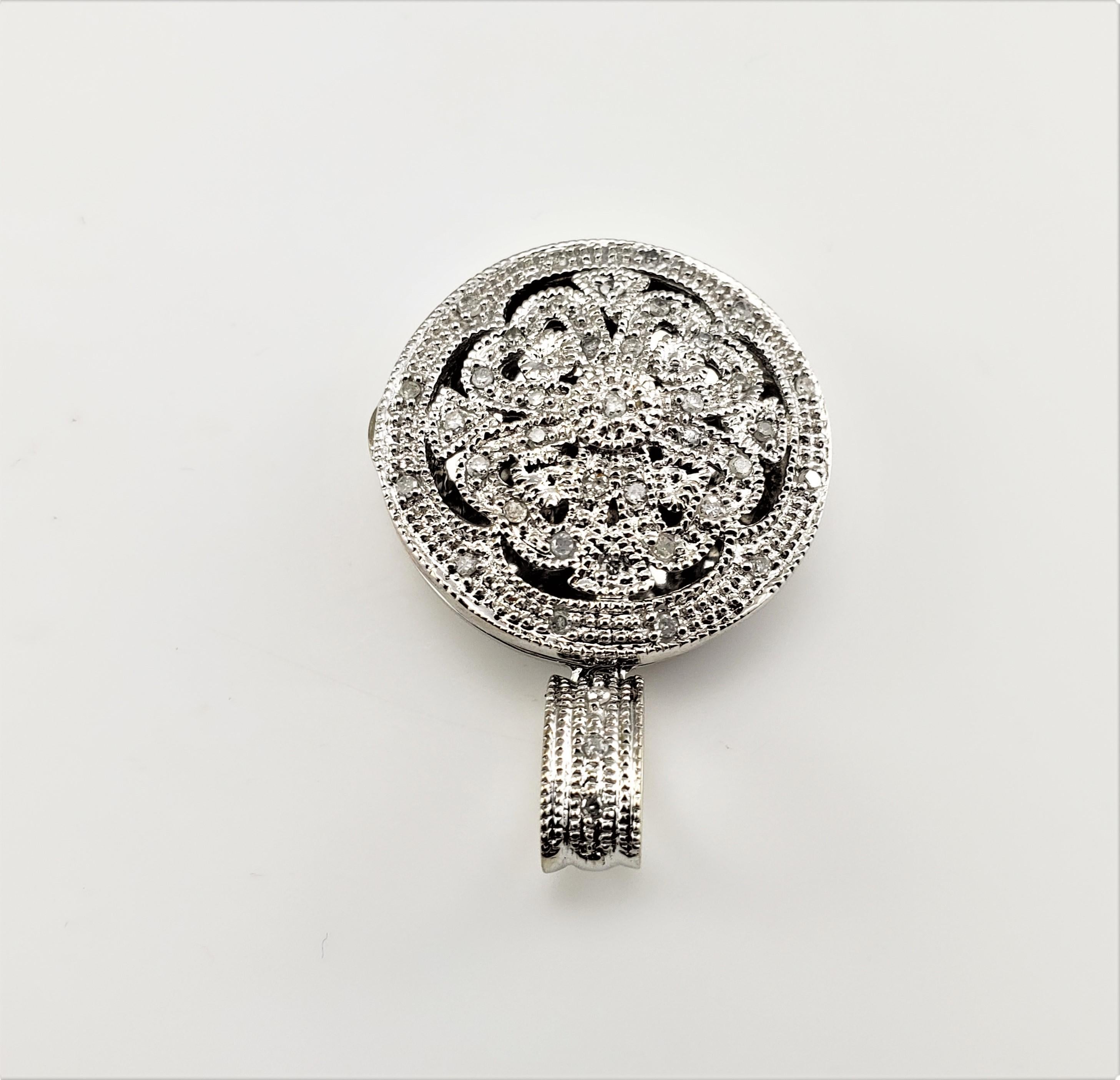 Vintage 14 Karat White Gold and Diamond Locket Pendant at 1stDibs