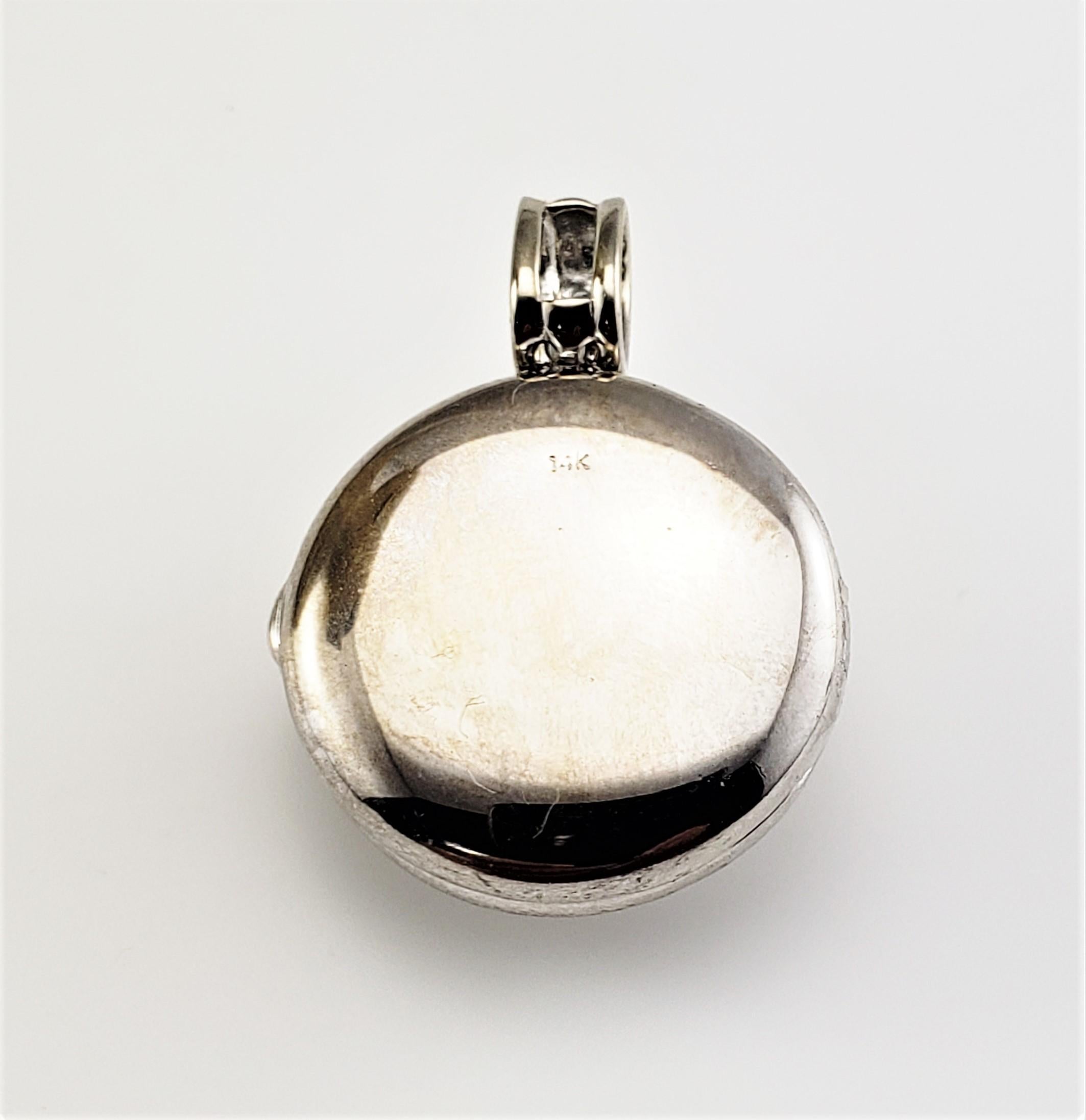 Vintage 14 Karat White Gold and Diamond Locket Pendant at 1stDibs