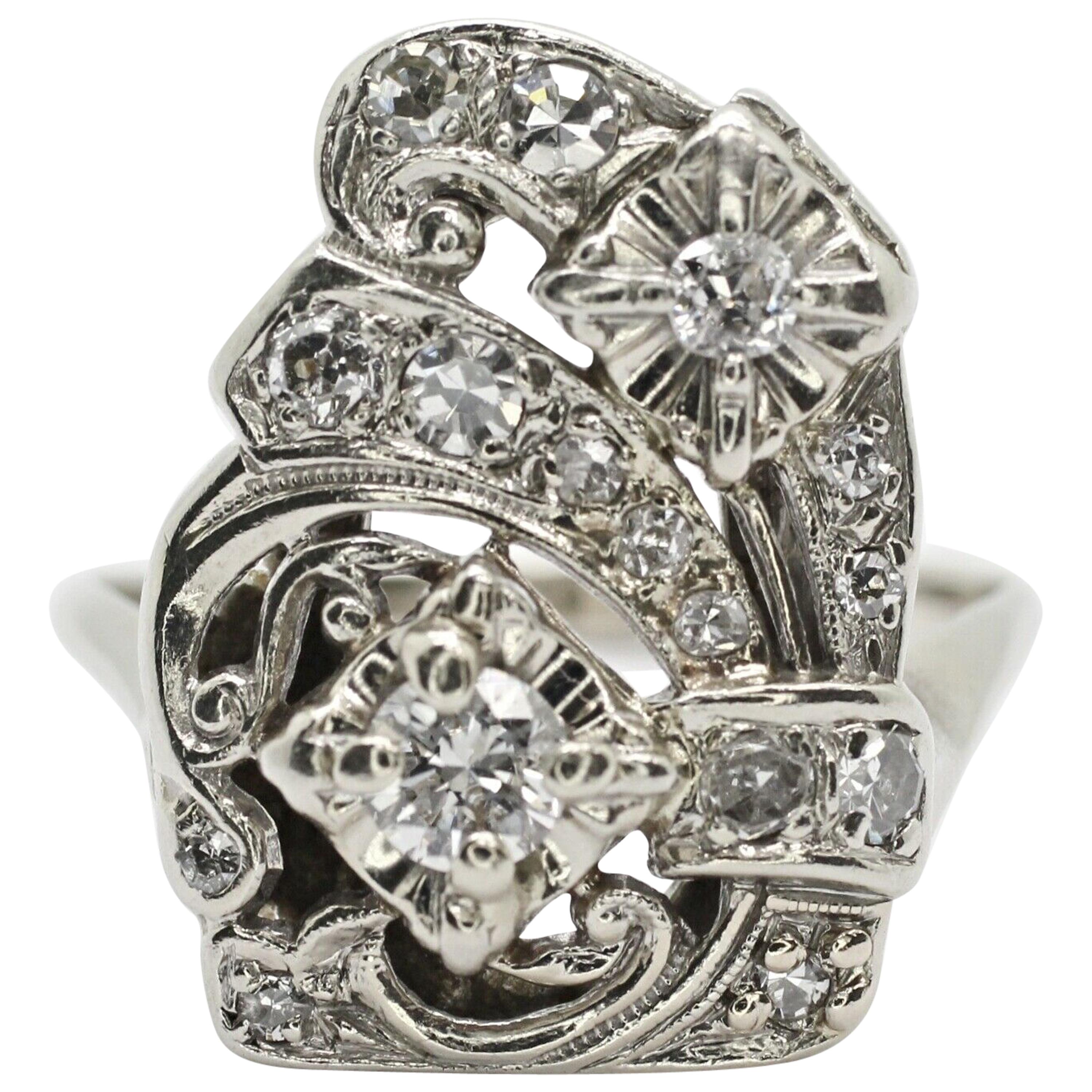 White Gold and Diamond Ring, 18 Karat For Sale (Free Shipping) at 1stDibs