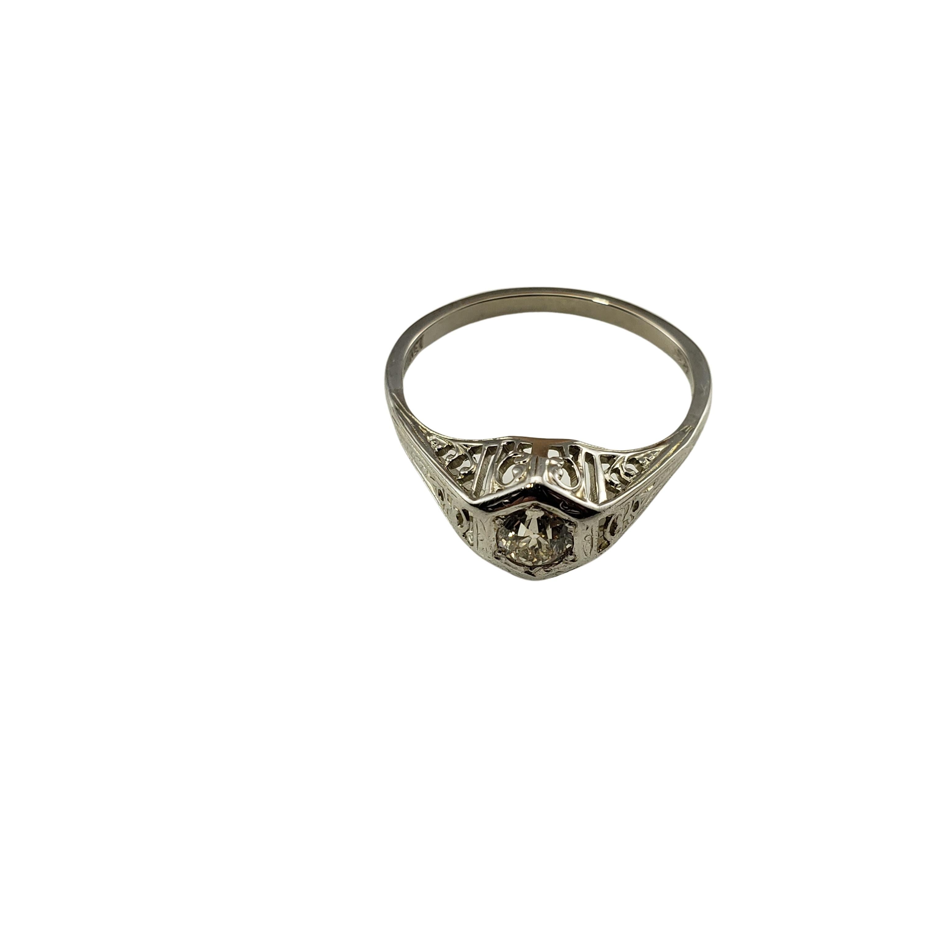Vintage 14 Karat White Gold Filigree Diamond Ring For Sale at 1stDibs ...