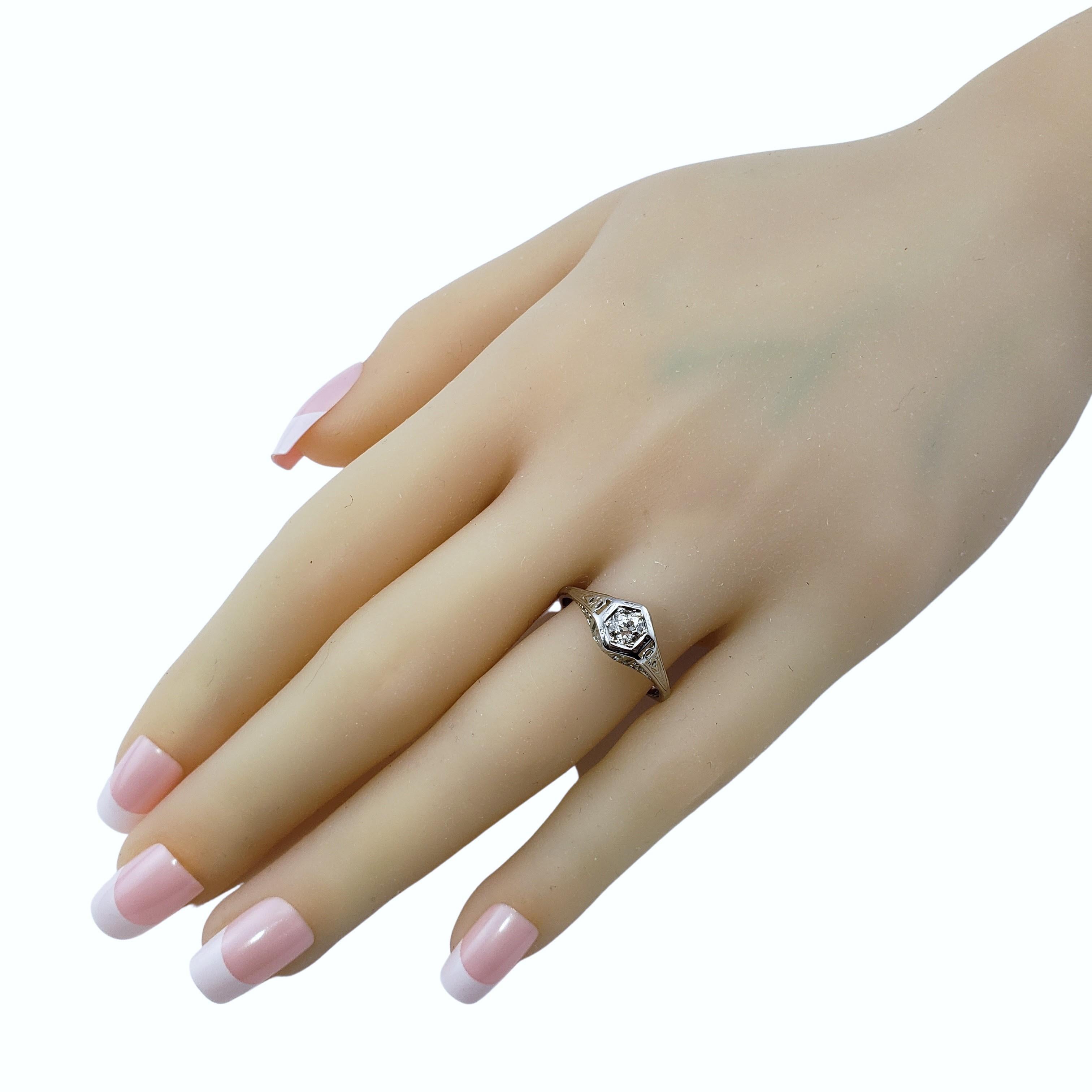 Vintage 14 Karat White Gold Filigree Diamond Ring For Sale at 1stDibs ...