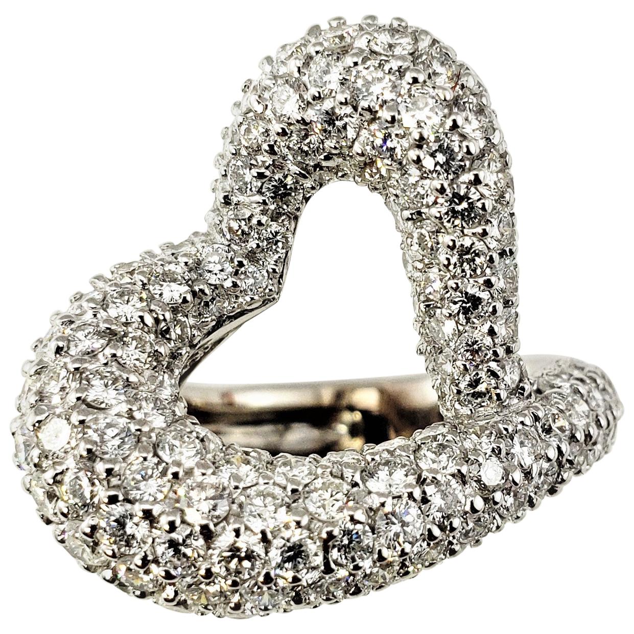 Vintage 14K Gold Pave Diamond Heart Ring at 1stDibs