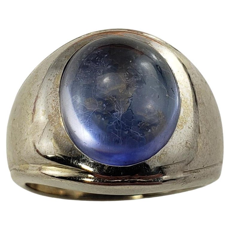 14 Karat White Gold Star Sapphire Ring Size 4.75 at 1stDibs