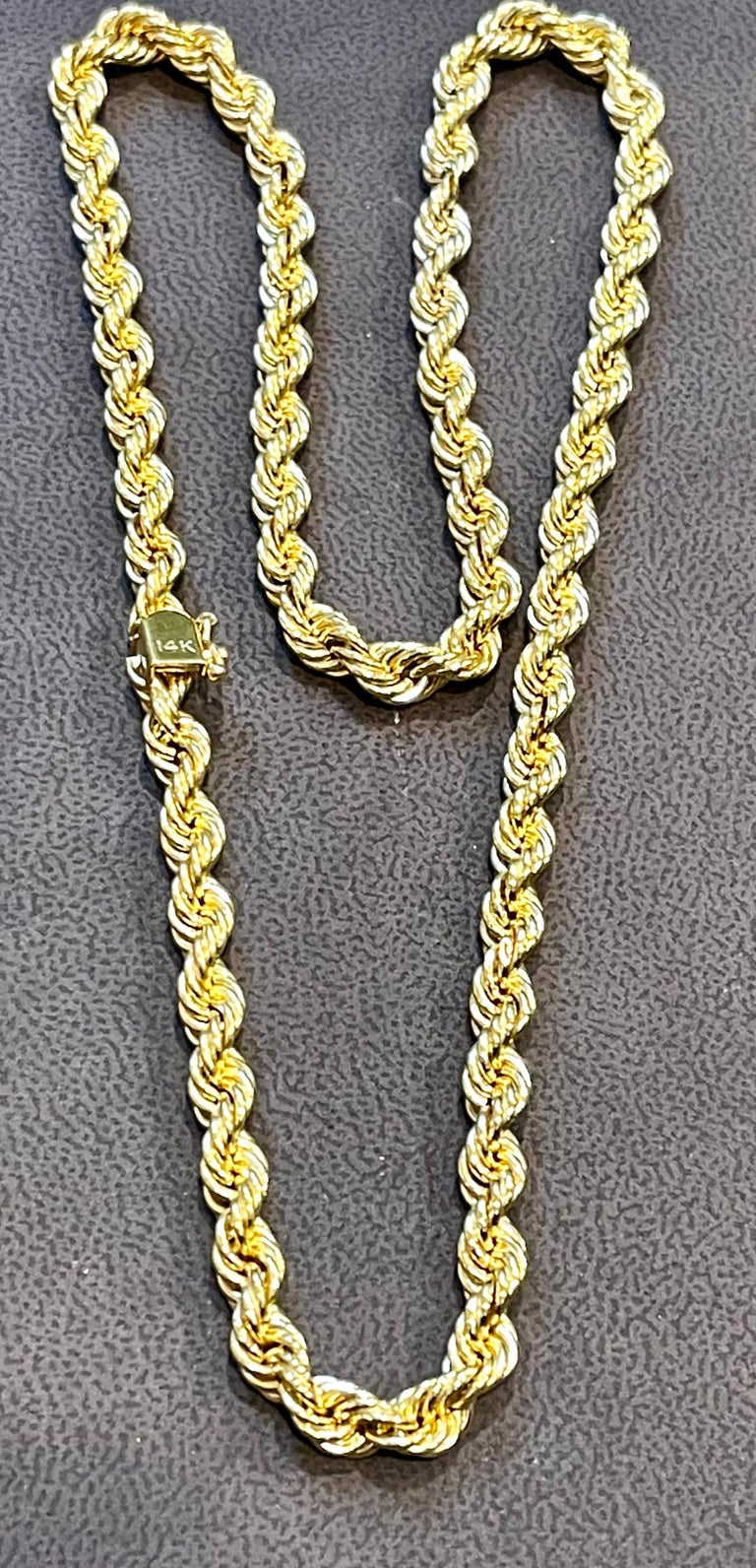 Vintage 14 Karat Yellow Gold 21 Gm, Rope Chain Necklace at 1stDibs