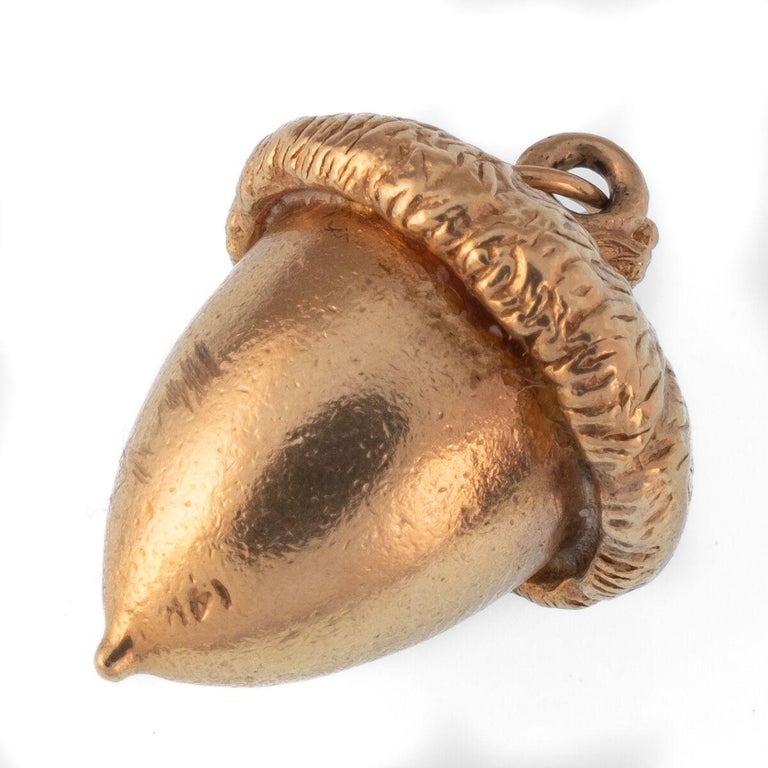 Vintage 14 Karat Yellow Gold Acorn Charm at 1stDibs