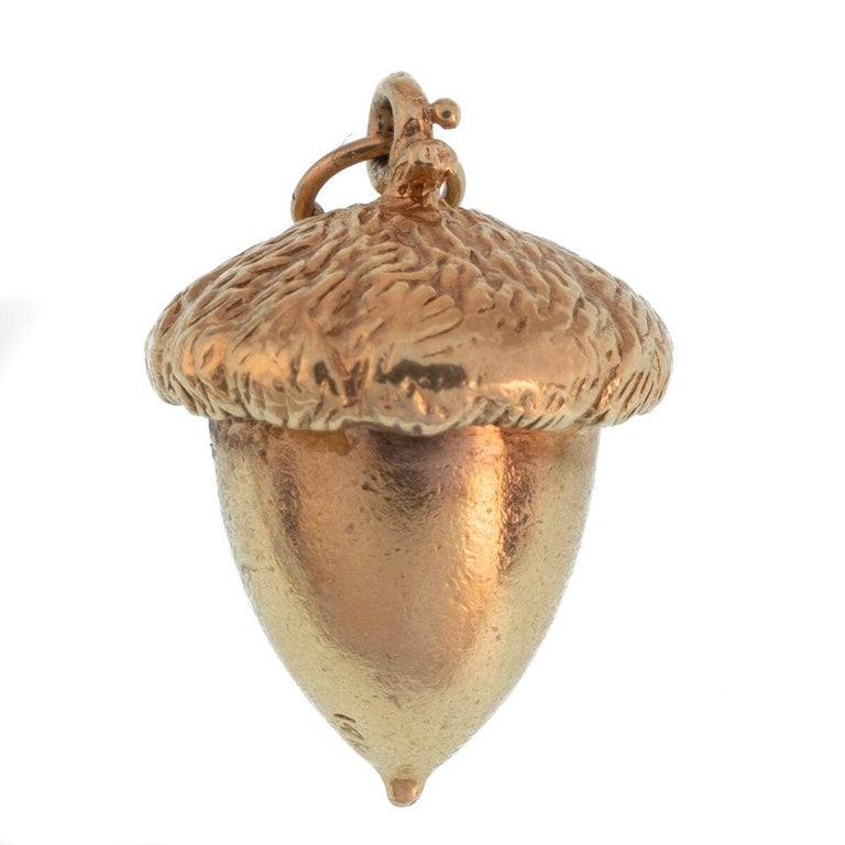Vintage 14 Karat Yellow Gold Acorn Charm at 1stDibs