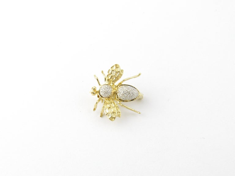Vintage 14 Karat Yellow Gold and Diamond Bee Pin/Brooch at 1stDibs