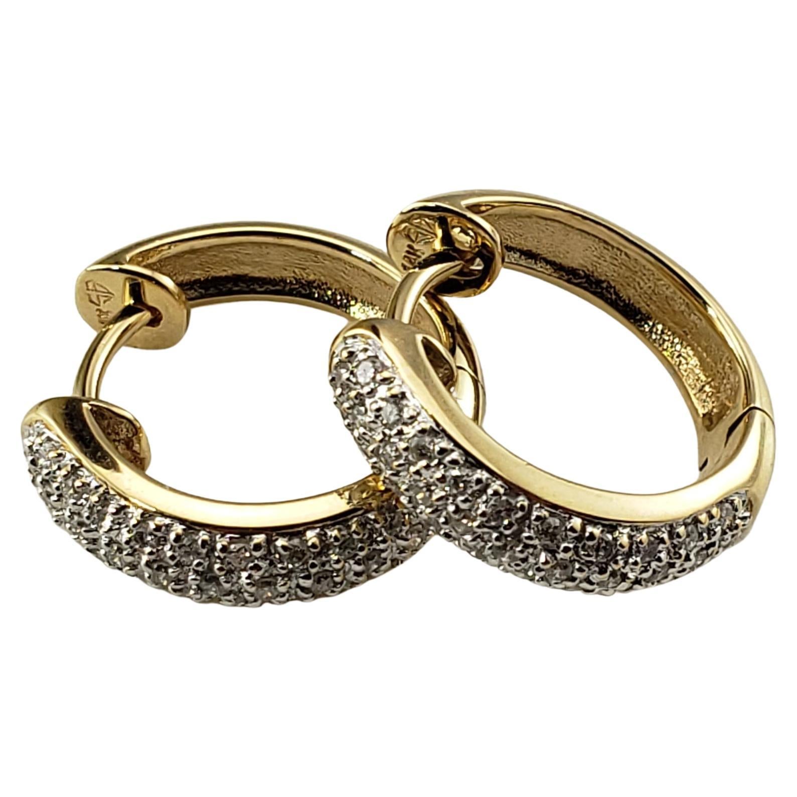 Yellow Gold and Diamond Hoop Earrings at 1stDibs