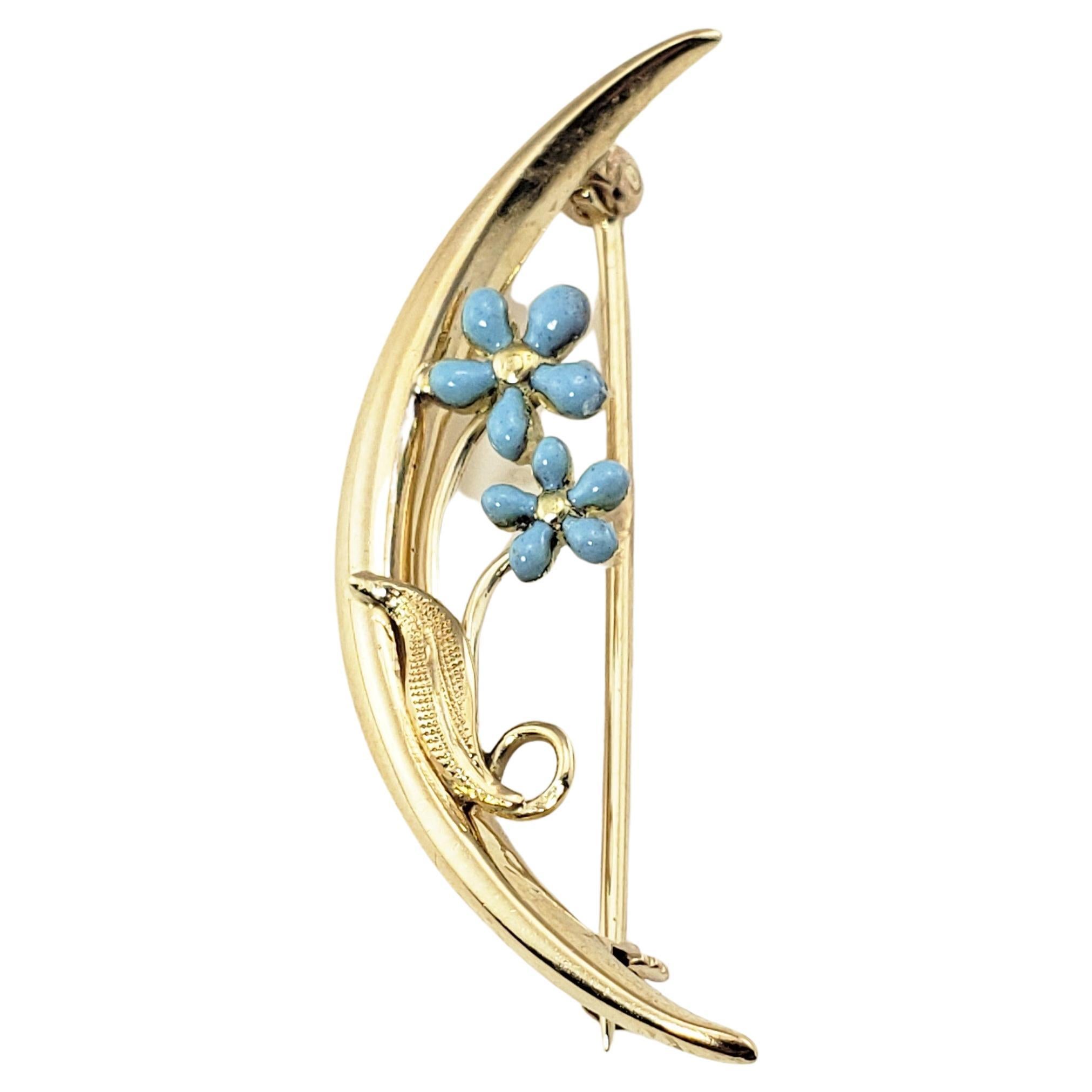 Vintage 14 Karat Gold and Opal Crescent Moon Brooch or Pin For Sale at ...
