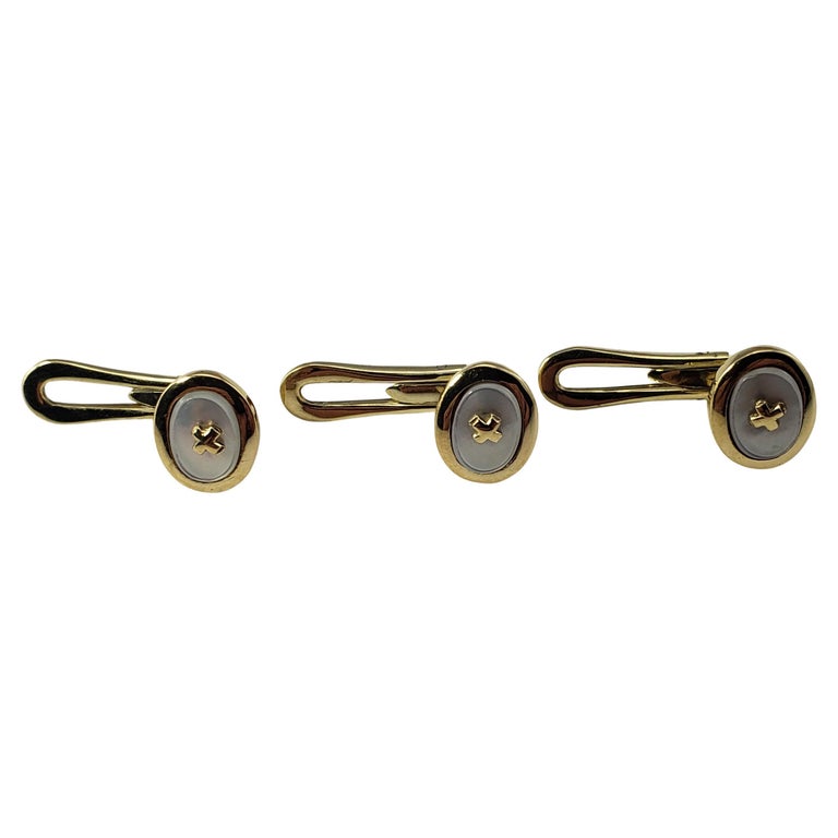 14 Karat Yellow Gold and Mother of Pearl Buttons For Sale at 1stDibs