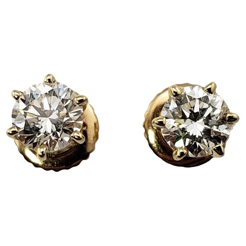 14 Karat Yellow Gold Diamond Stud Earrings .80 Carat at 1stDibs