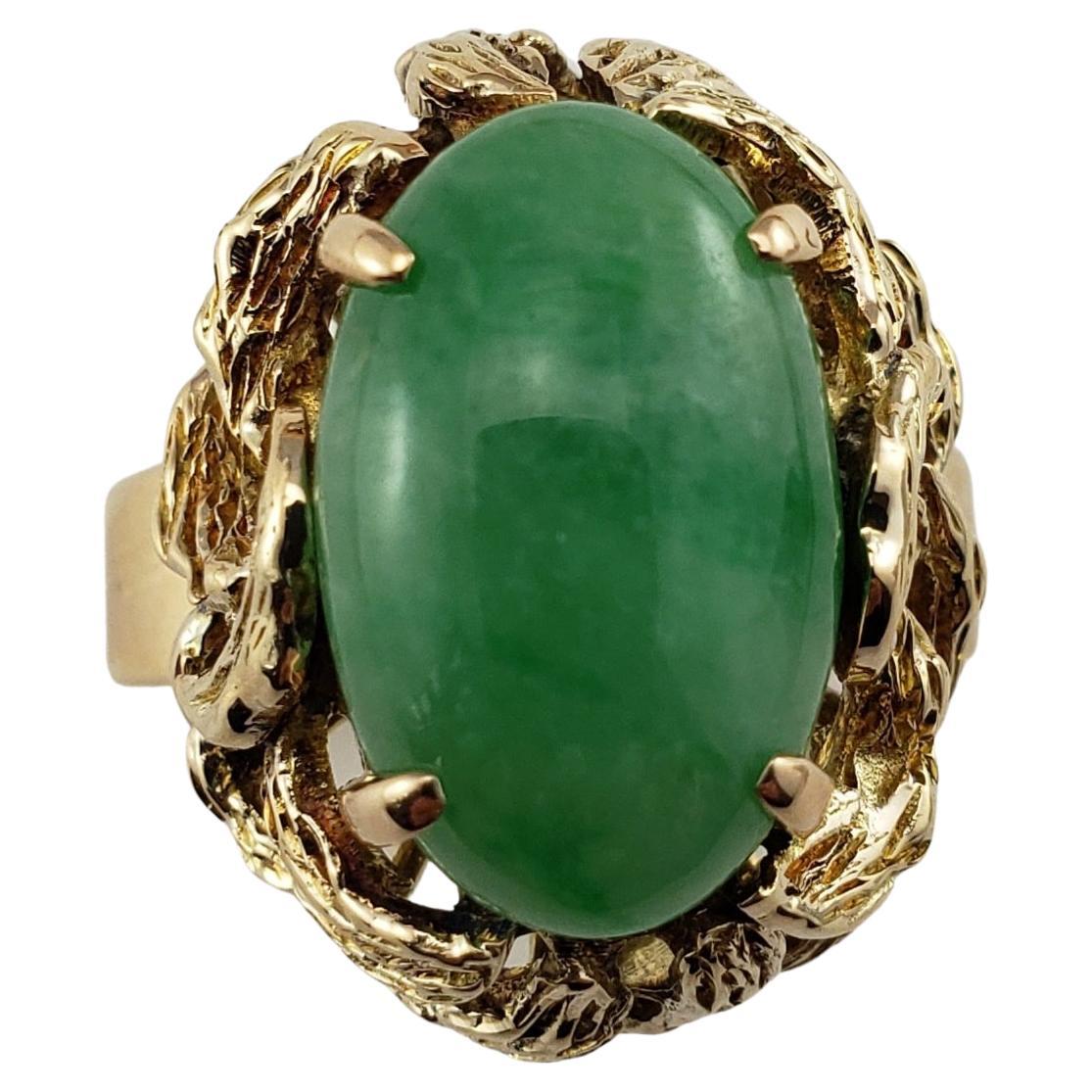 14 Karat Yellow Gold Vintage Bezel Set Pear Shaped Jade Ring For Sale ...