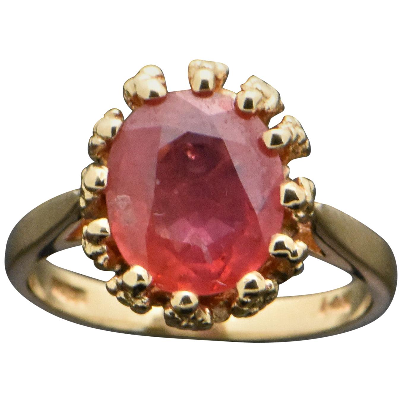 Vintage 14 Karat Yellow Gold Red Sapphire Ring at 1stDibs | red ...