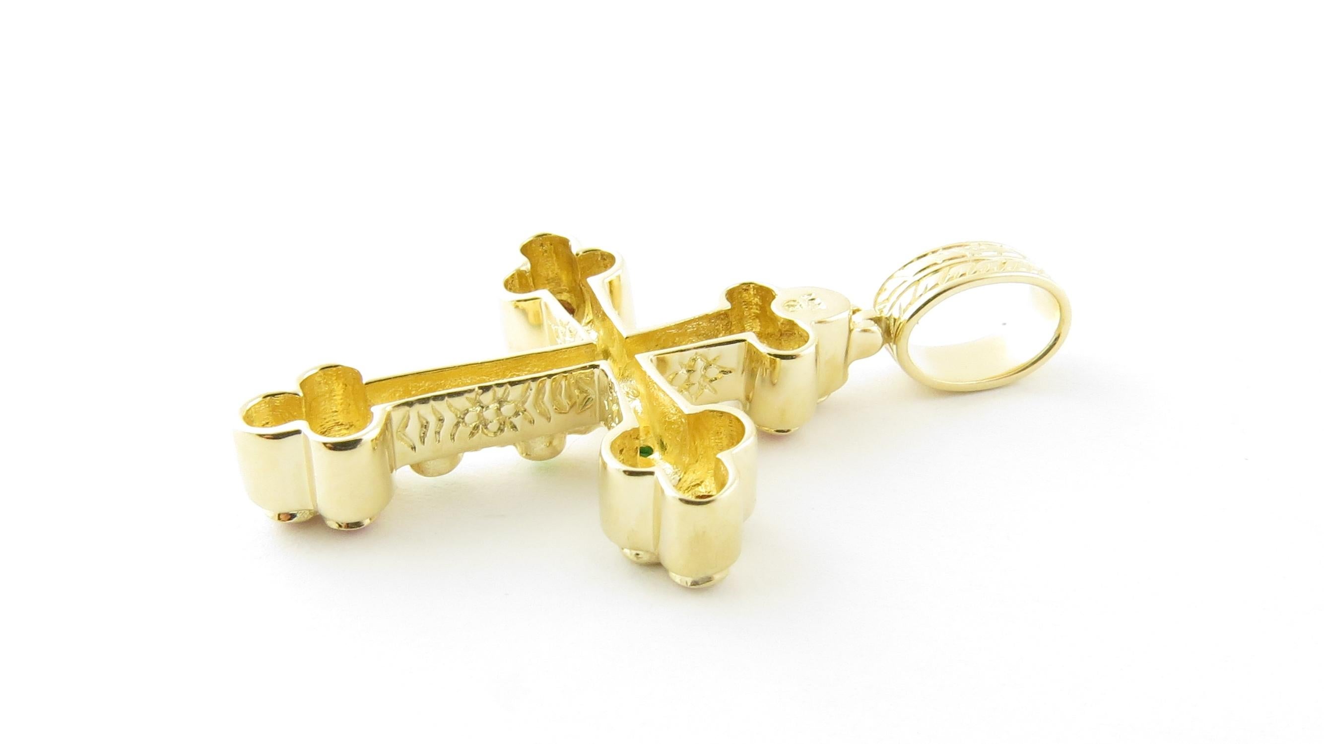 Vintage 14 Karat Yellow Gold Ruby and Emerald Cross Pendant #4351 at ...