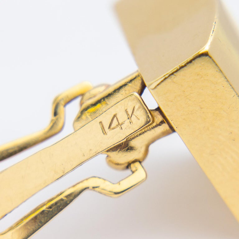 Vintage, 14 Karat Yellow Gold, Square Ear Clips For Sale at 1stDibs