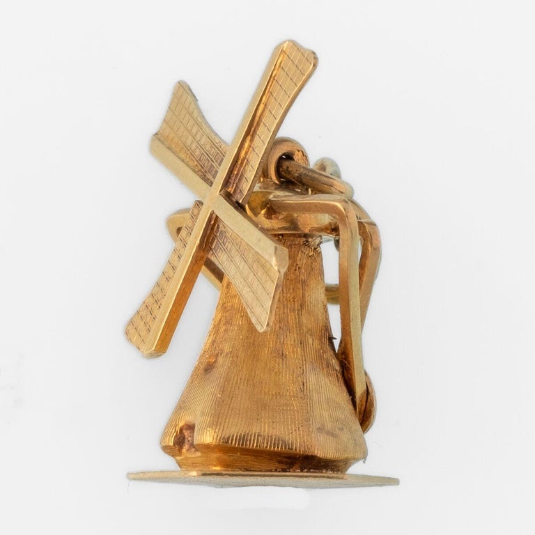 Vintage 14 Karat Yellow Gold Windmill Charm For Sale at 1stDibs