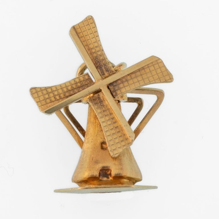 Vintage 14 Karat Yellow Gold Windmill Charm For Sale at 1stDibs