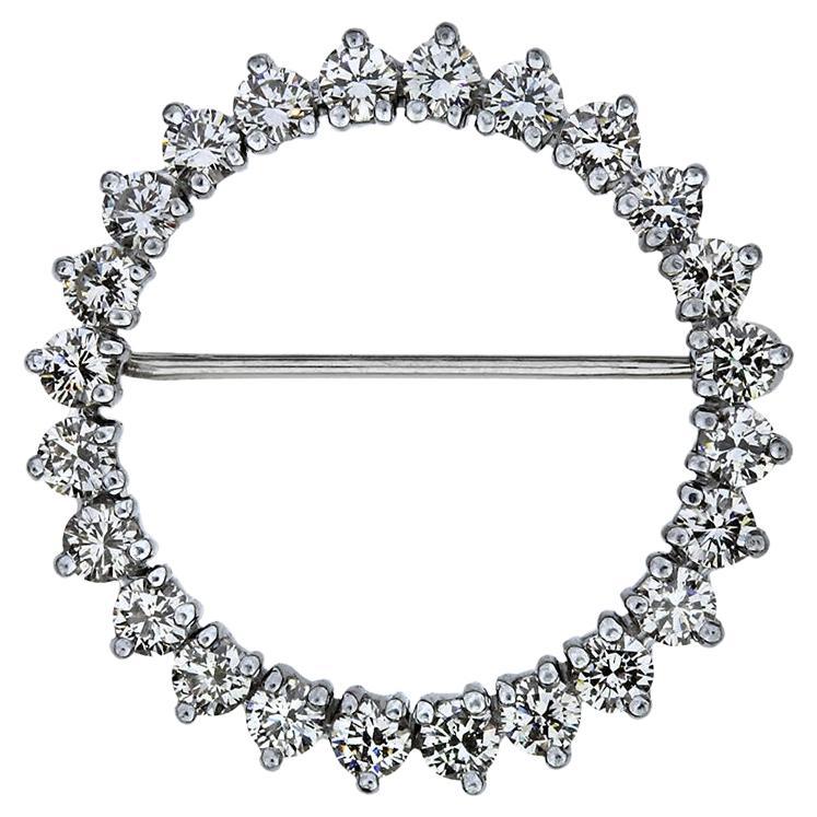 Exceptional 16.19 Carat Diamond Platinum Circle Brooch at 1stDibs