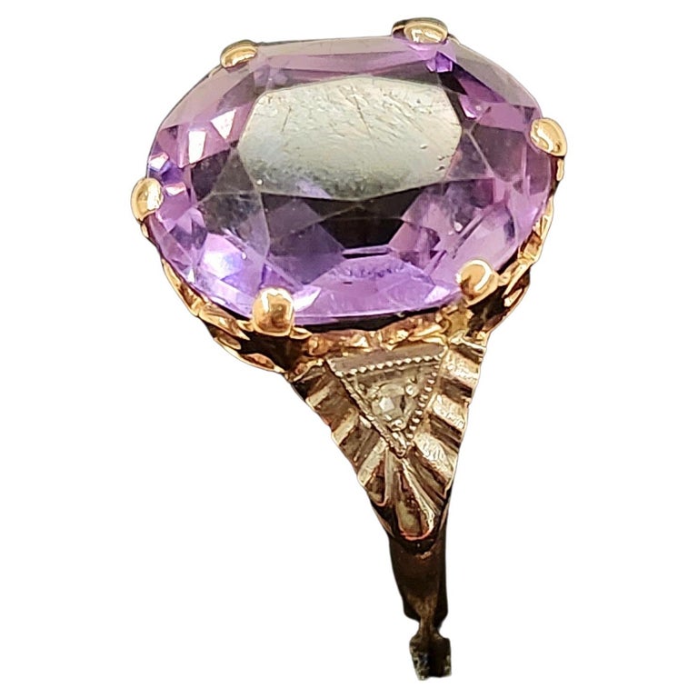 Vintage 14k Gold Siberian Amethyst Ring For Sale at 1stDibs