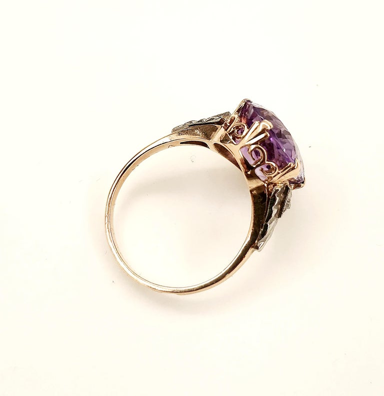 Vintage 14k Gold Siberian Amethyst Ring For Sale at 1stDibs