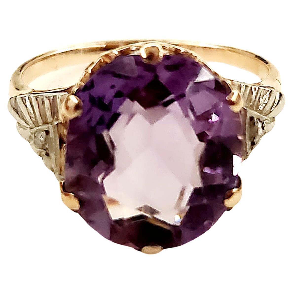 Vintage Amethyst Gold ring London HM For Sale at 1stDibs