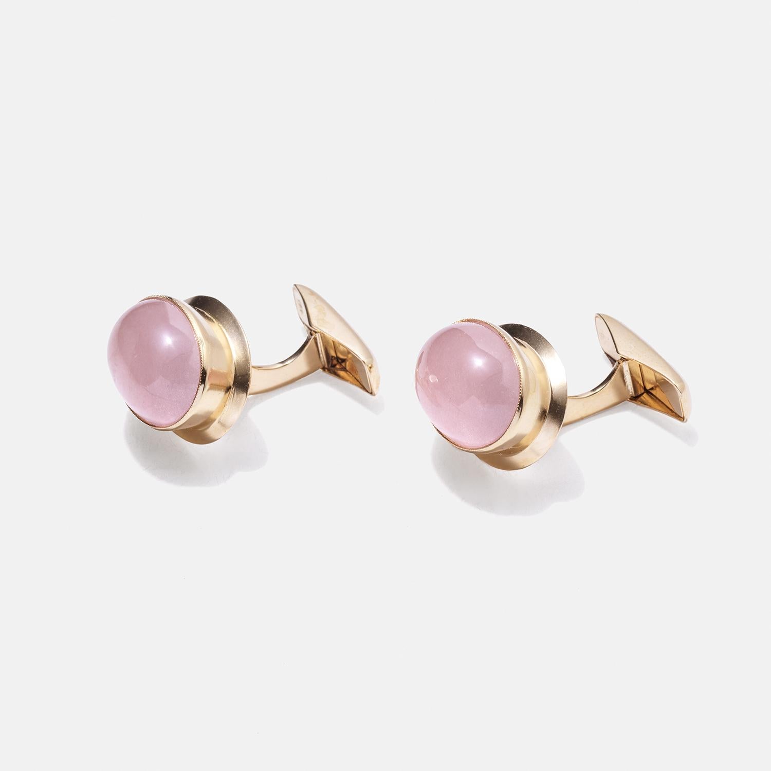Vintage 14k Gold and Rose Quartz Cufflinks by Peltonen and Kni Made ...