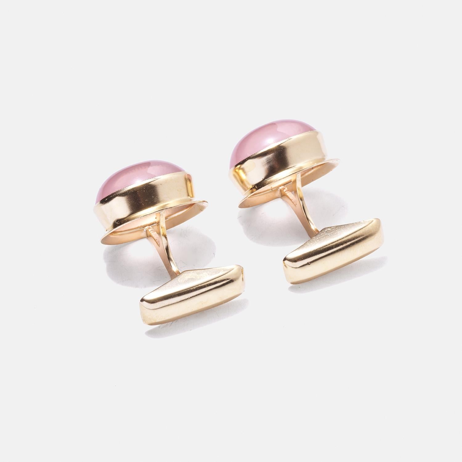 Vintage 14k Gold and Rose Quartz Cufflinks by Peltonen and Kni Made ...